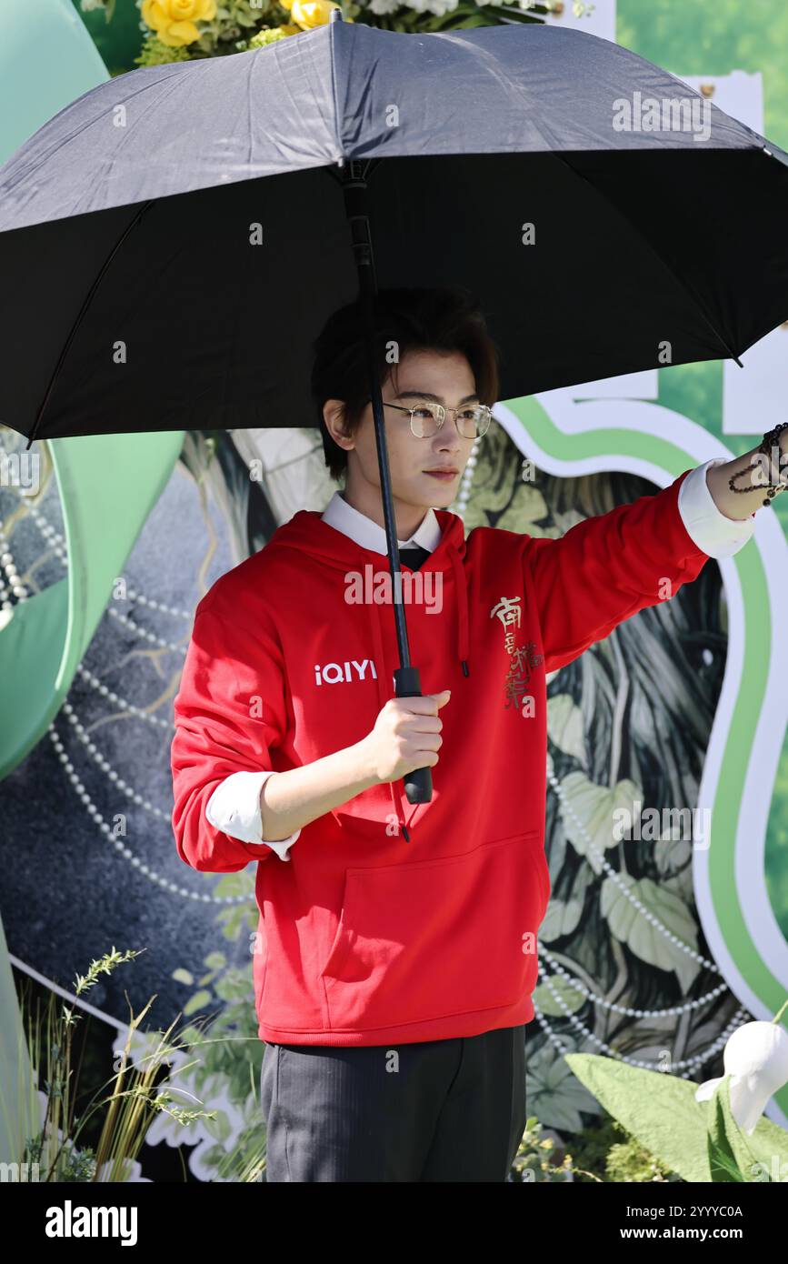 Chinese actor Ding Yuxi attends an activity in Hengdian World Studios ...