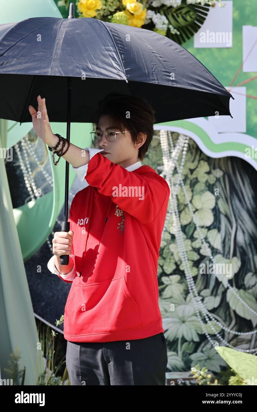 Chinese actor Ding Yuxi attends an activity in Hengdian World Studios ...