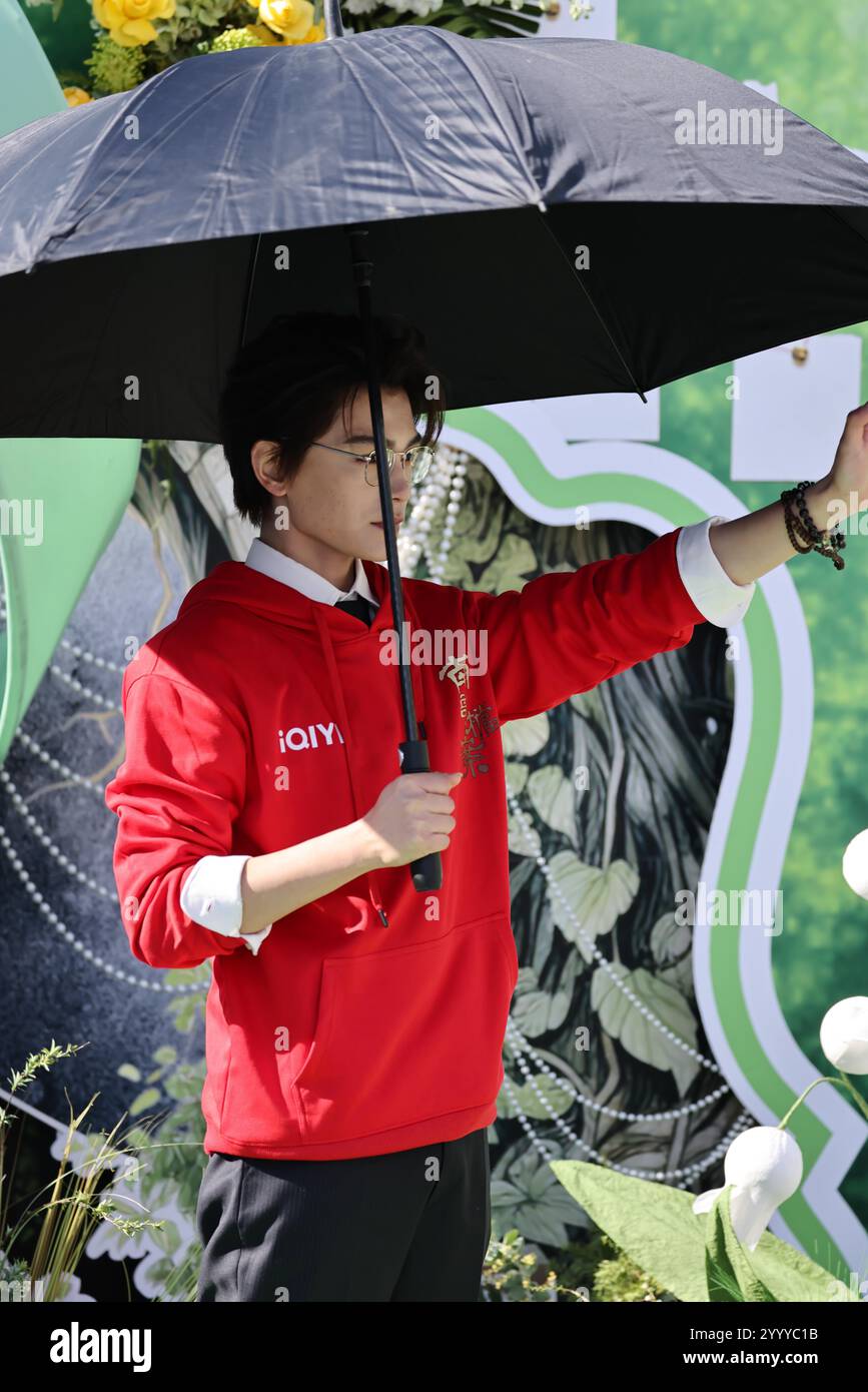 Chinese actor Ding Yuxi attends an activity in Hengdian World Studios ...