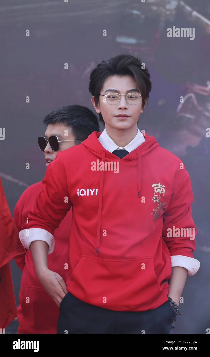 Chinese actor Ding Yuxi attends an activity in Hengdian World Studios, Jinhua City, east China's ...