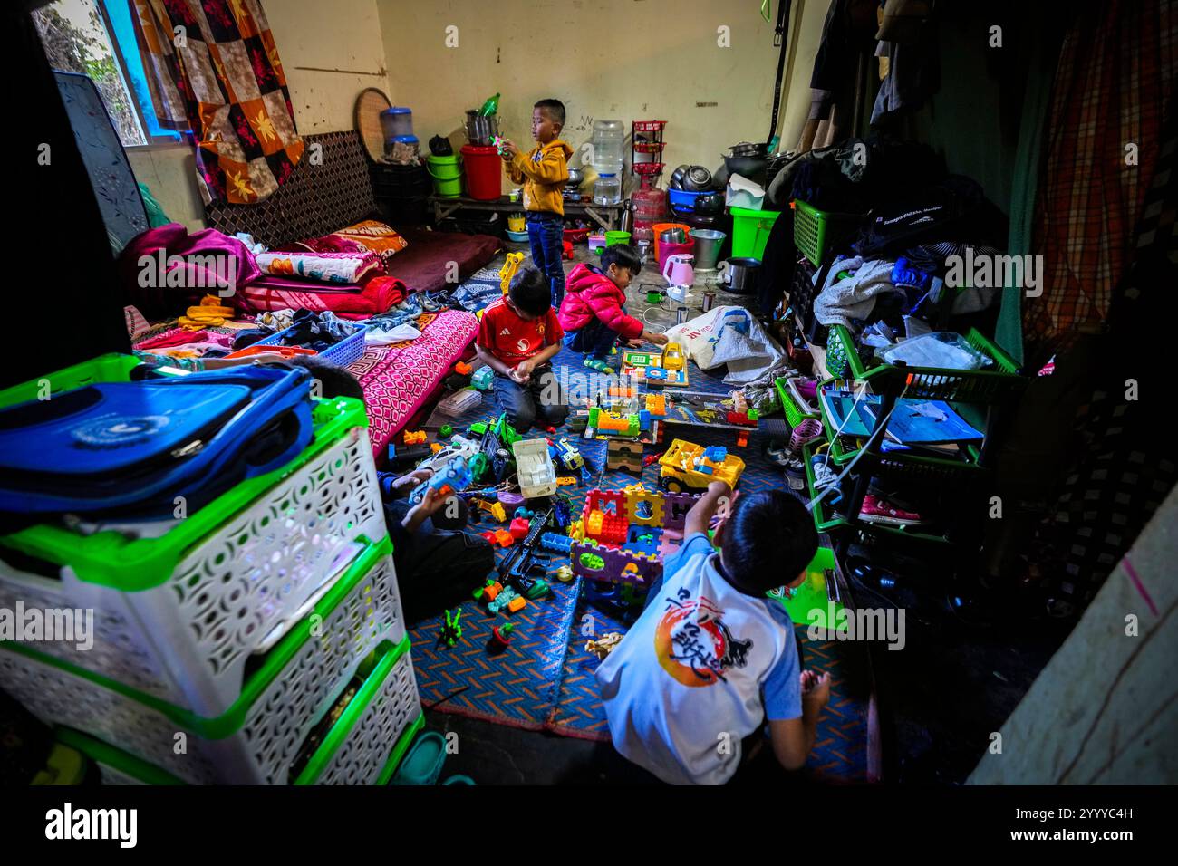 Kuki tribal children play in a relief camp in Kangpokpi, Manipur ...