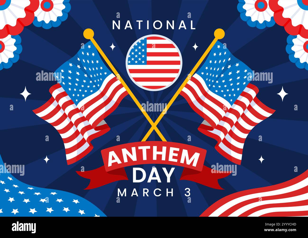 National Anthem Day Vector Illustration on March 3 Featuring the United ...