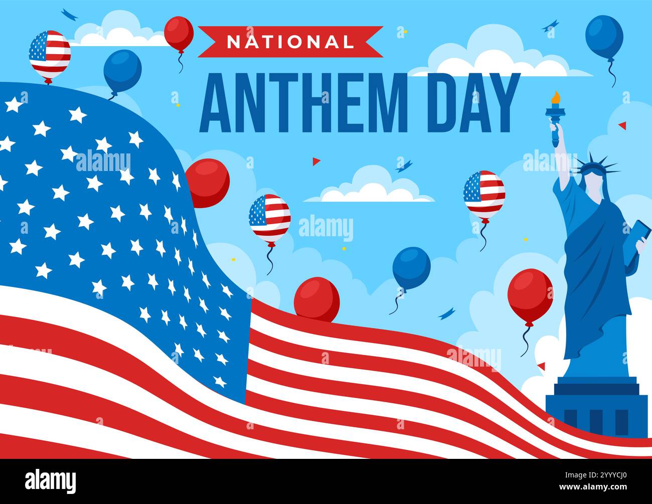 National Anthem Day Vector Illustration on March 3 Featuring the United ...