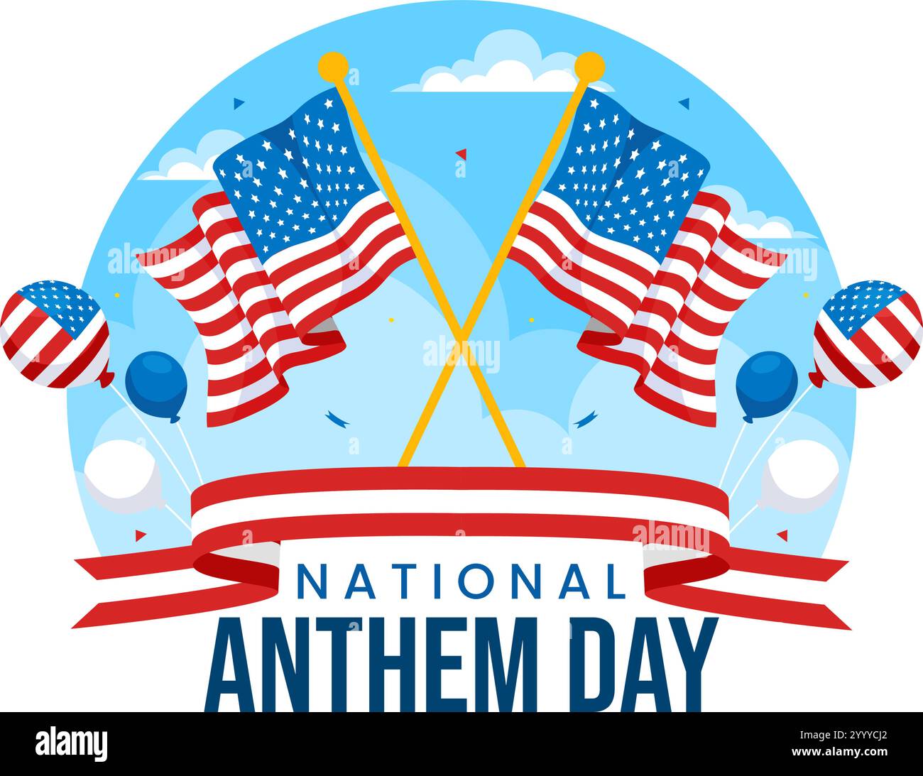 National Anthem Day Vector Illustration on March 3 Featuring the United ...