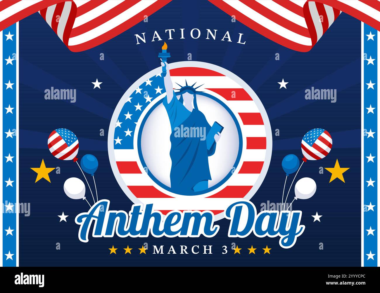 National Anthem Day Vector Illustration on March 3 Featuring the United ...