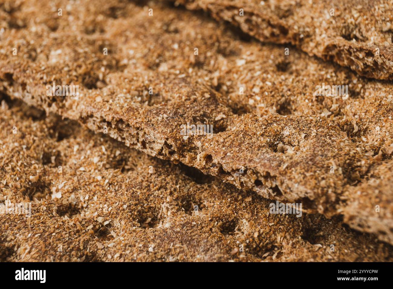 Crispy wheat, rye and corn flatbread crackers. Healthy food background ...