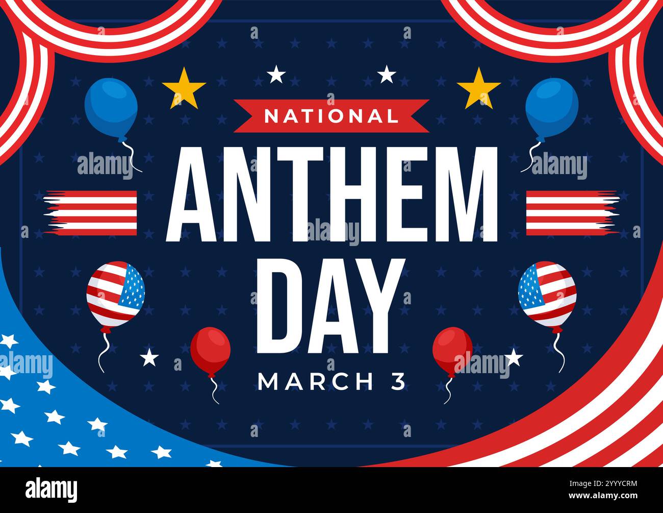 National Anthem Day Vector Illustration on March 3 Featuring the United ...