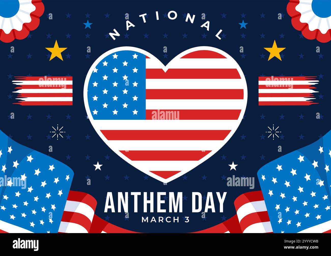 National Anthem Day Vector Illustration on March 3 Featuring the United ...