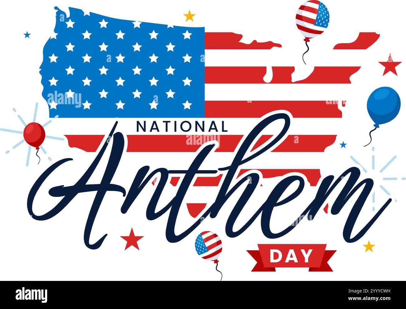 National Anthem Day Vector Illustration on March 3 Featuring the United ...