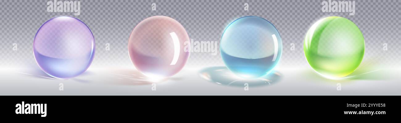 Colorful glass ball on transparent background with light reflection and ...