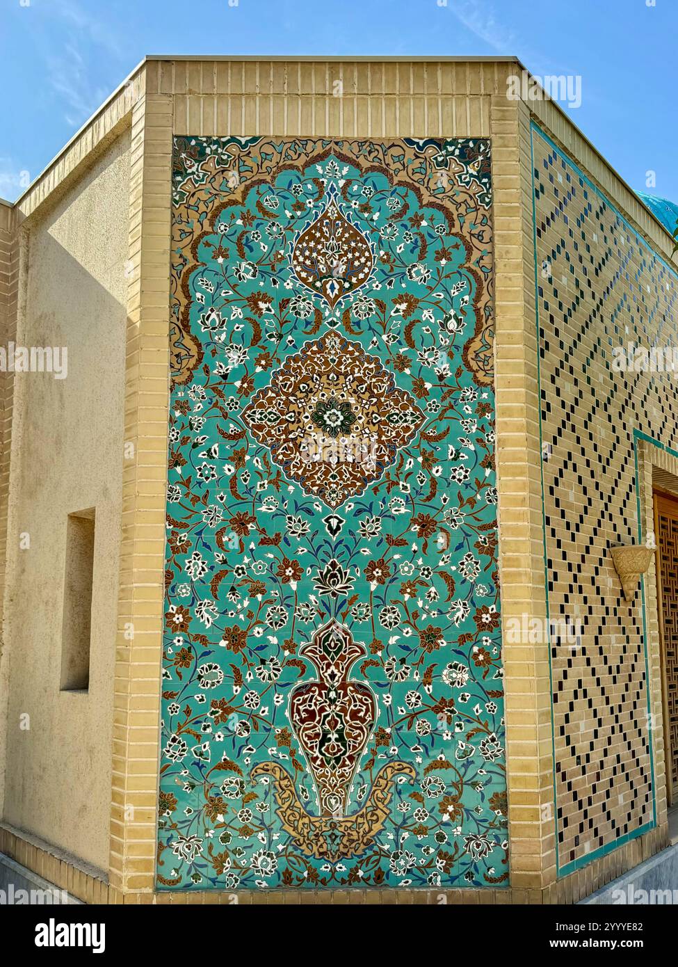 Ornamental Islamic Wall with Turquoise Floral Tile Mosaic Stock Photo ...