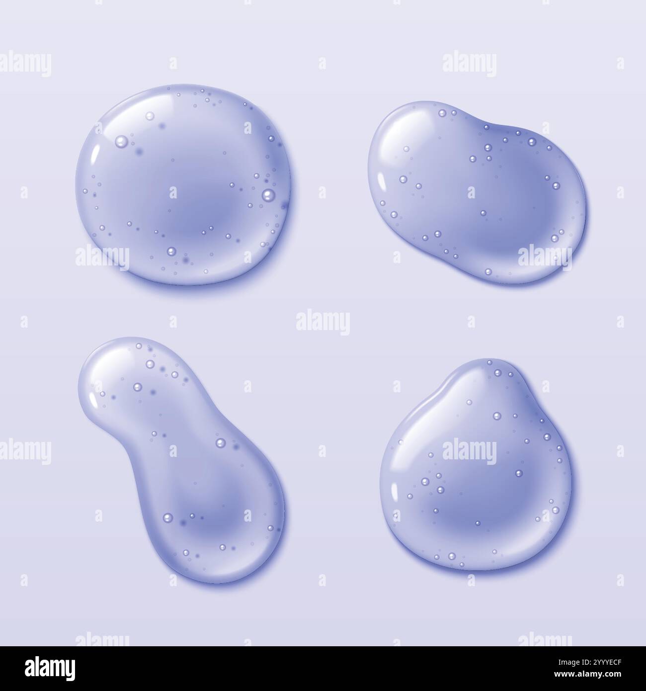 Transparent jelly drops with different organic shapes - circular, oval ...