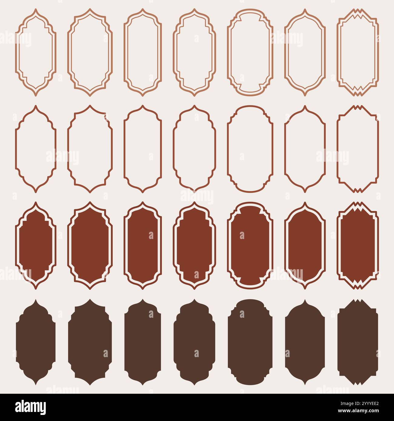 Ramadan shapes of windows and doors design. Islamic arches with Turkish ...