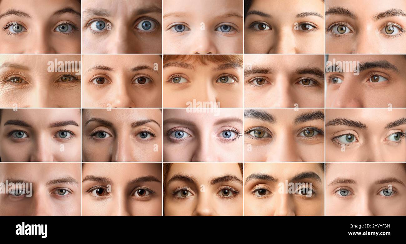 Collage of human faces, closeup view Stock Photo - Alamy