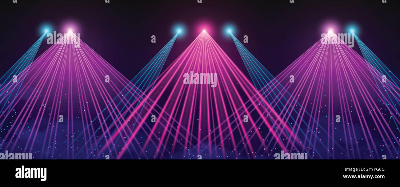 Concert laser lights on stage background. Vector realistic illustration ...
