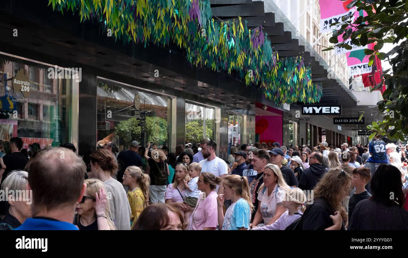 Christmas shoppers outside the Myer store in the Bourke street mall ...