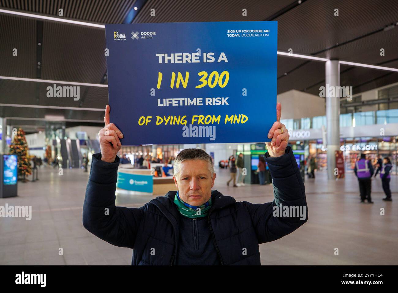 EDITORIAL USE ONLY Campaigner Stuart Thom holds a sign at Belfast's ...