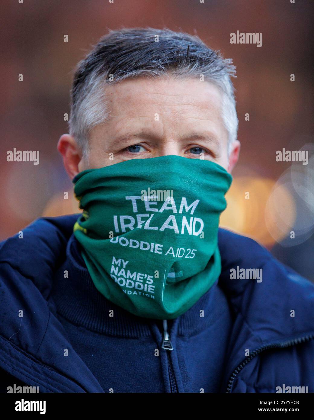 EDITORIAL USE ONLY Campaigner Stuart Thom holds a sign at Belfast's ...