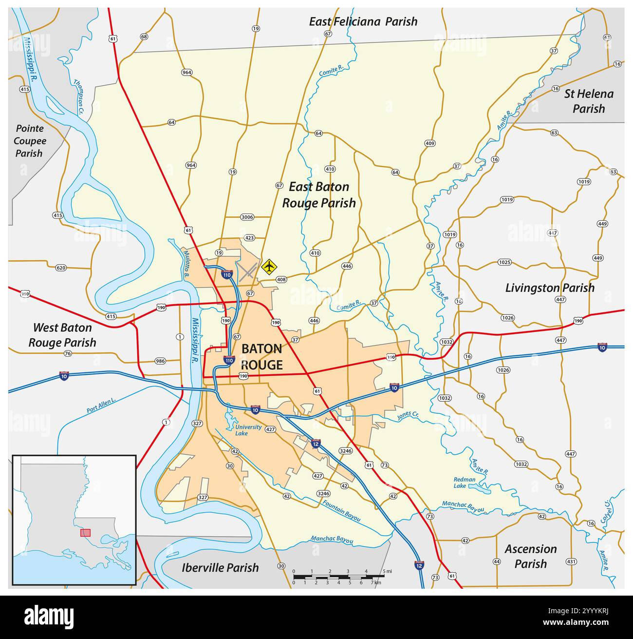 Baton Rouge Area Map New Orleans Greater Metro Area Wall Map