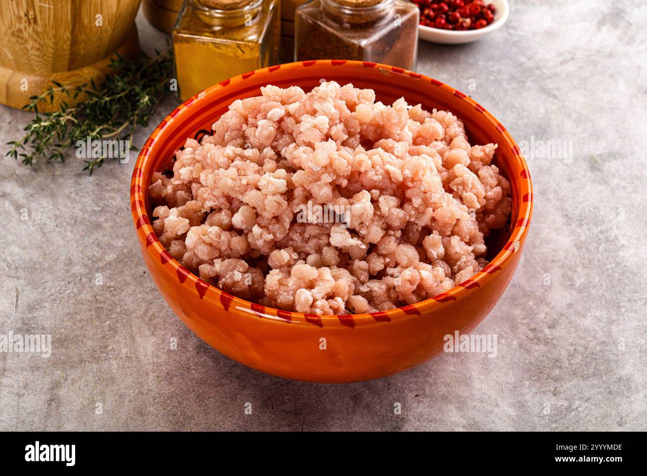 Homemade Raw pork minced meat in the bowl Stock Photo - Alamy