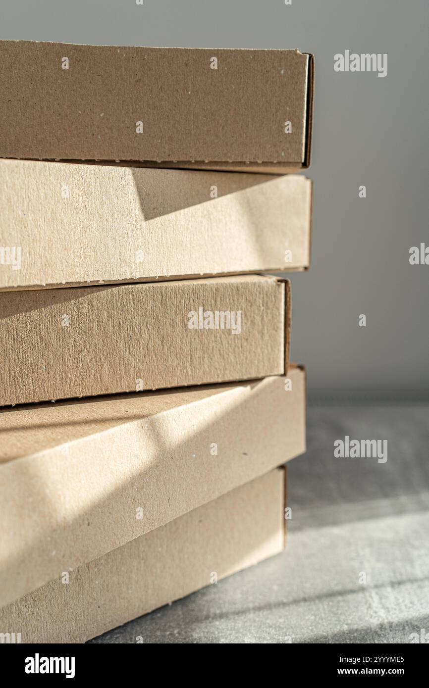 Stack of flat-packed self Stock Photo - Alamy