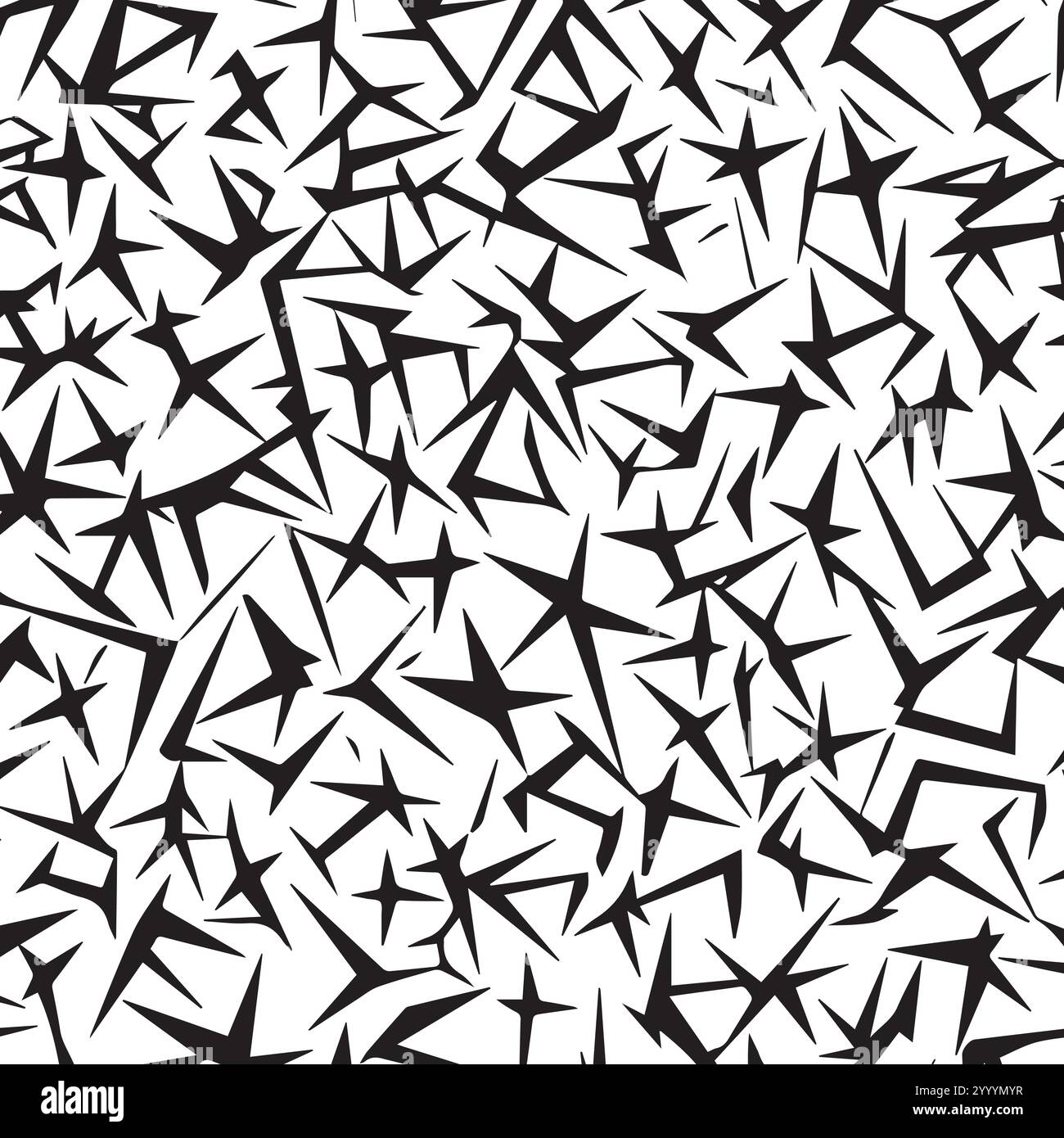 Bold abstract pattern featuring sharp, jagged black thorn-like shapes ...