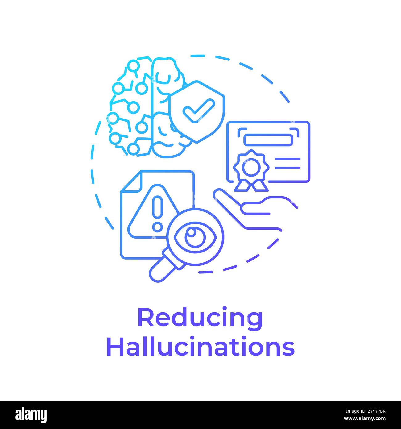 Reducing inaccurate responses blue gradient concept icon Stock Vector ...