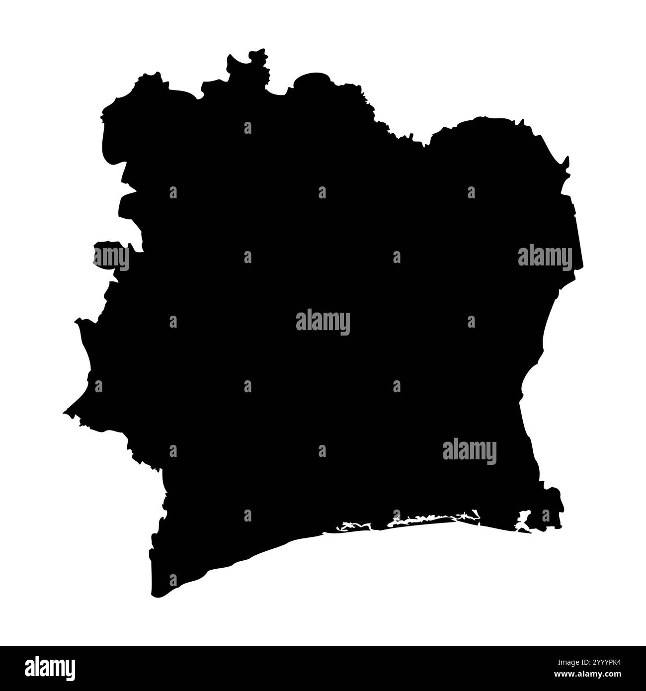 Ivory Coast high detailed vector representation of country silhouette ...