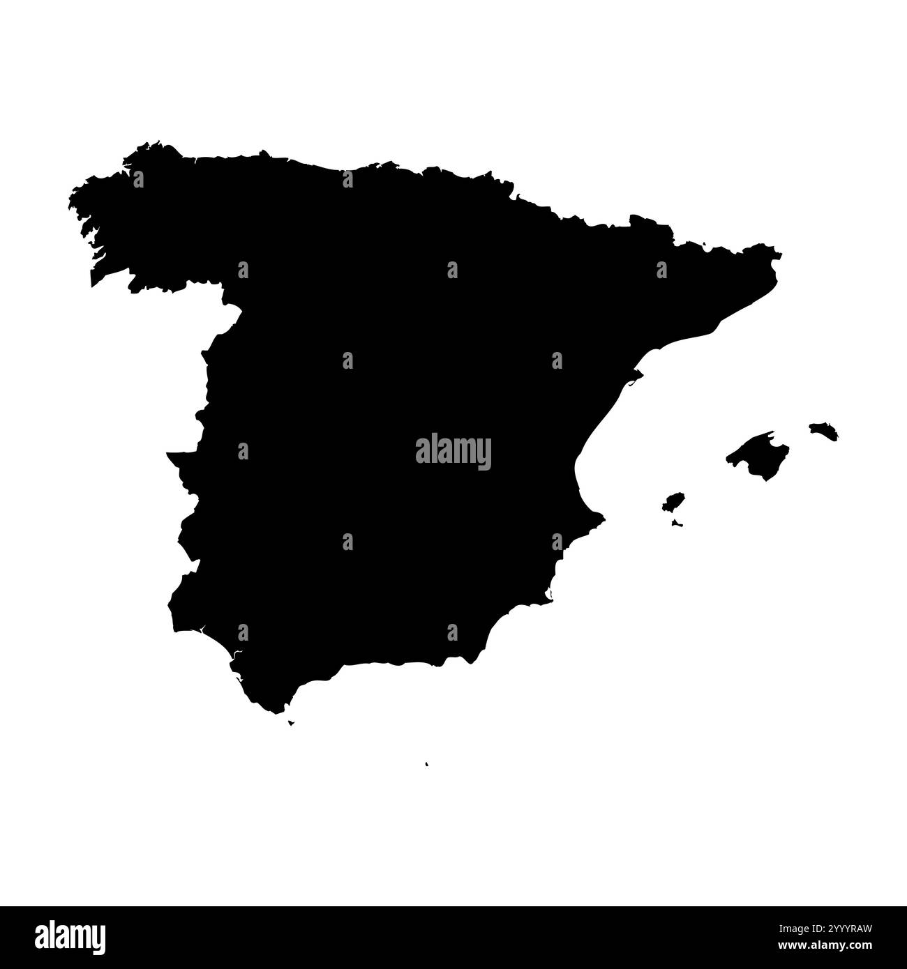 Spain high detailed vector representation of country silhouette in ...