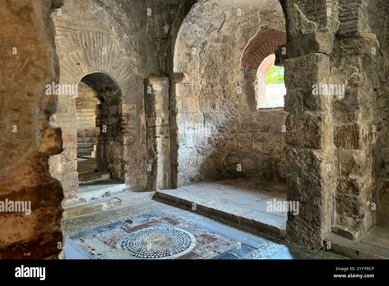 Ruins ancient medieval city old church Lycian rock tombs stone temple ...