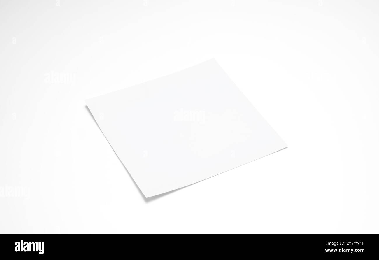 Piece of note paper isolated. White note paper office business. Blank ...