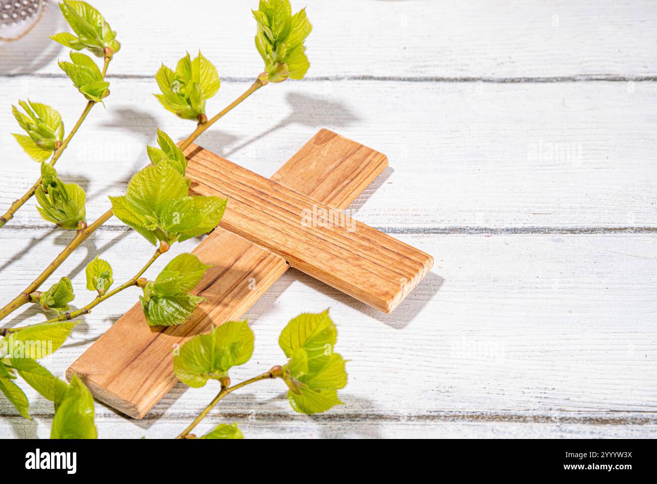 Easter orthodox catholic Christian holiday background, with wooden ...