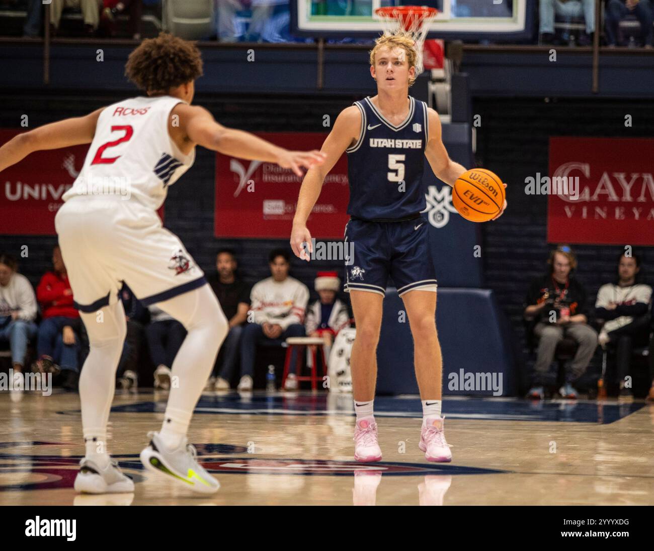 Moraga, CA U.S. 22nd Dec, 2024. A. Utah State guard Ian Martinez (4 ...