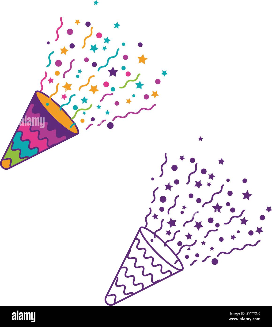 Trumpet party and celebration icon illustration, confetti Festive Party ...