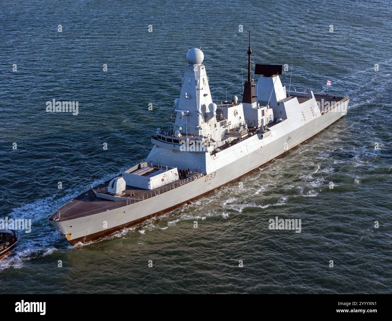 Aerial view of HMS Dauntless (D33), a Type 45 destroyer operated by the ...
