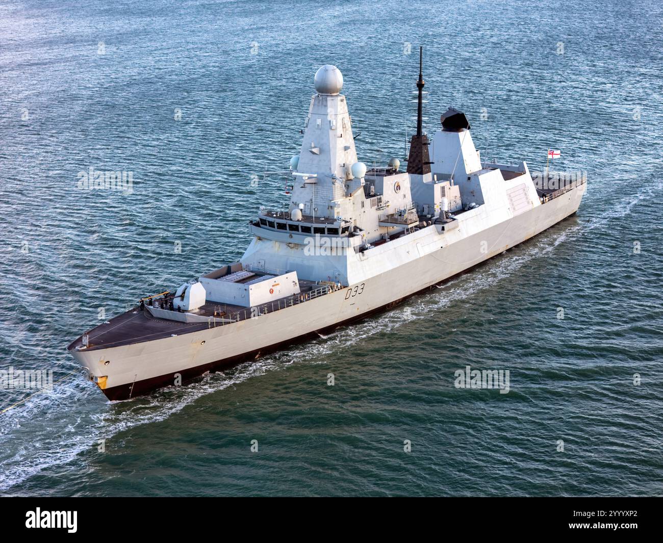 Aerial view of HMS Dauntless (D33), a Type 45 destroyer operated by the ...