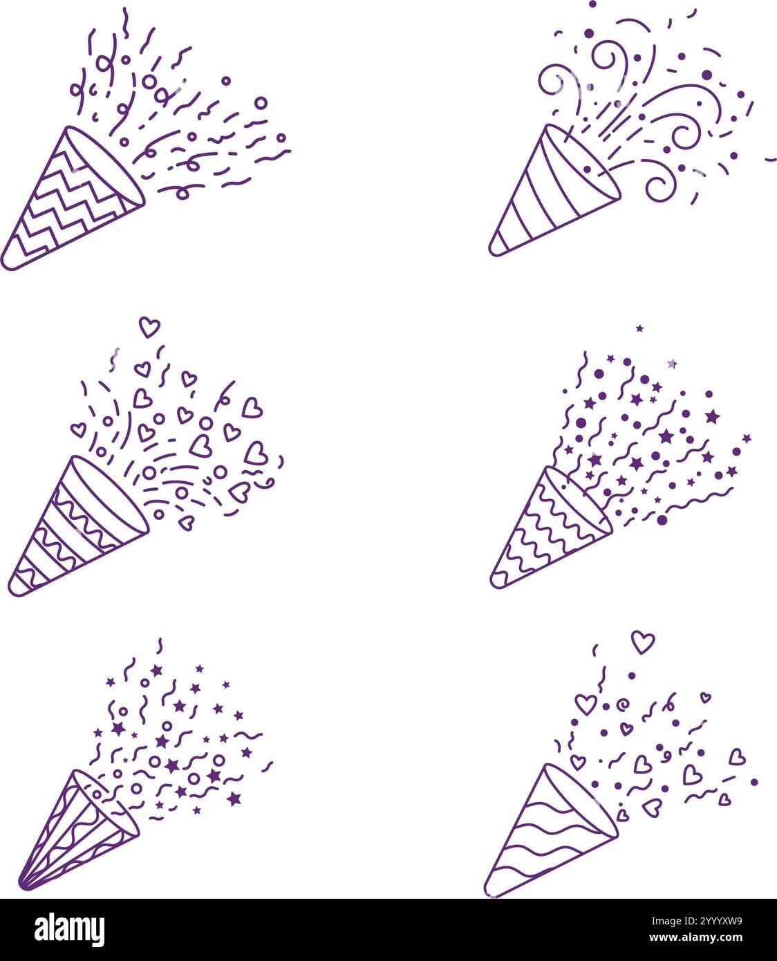 Trumpet party and celebration icon illustration, confetti Festive Party ...