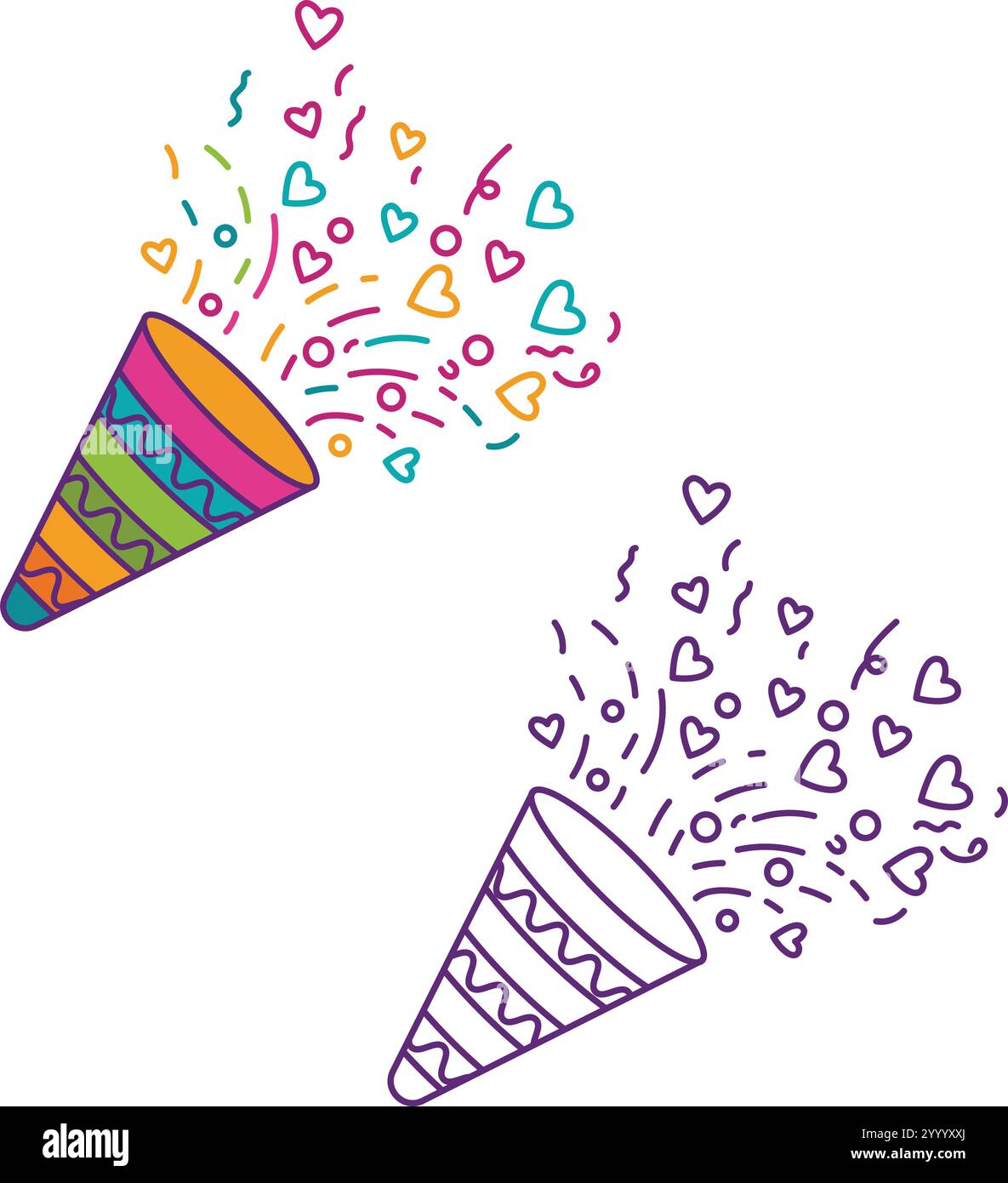 Trumpet party and celebration icon illustration, confetti Festive Party ...