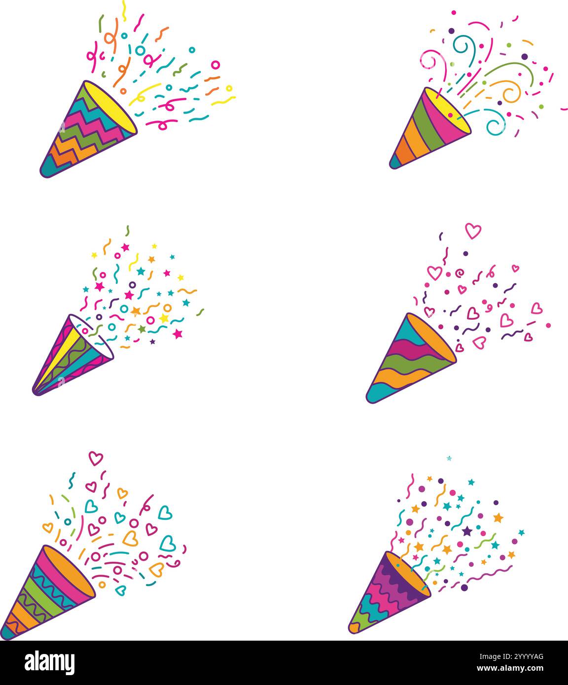 Trumpet party and celebration icon illustration, confetti Festive Party ...