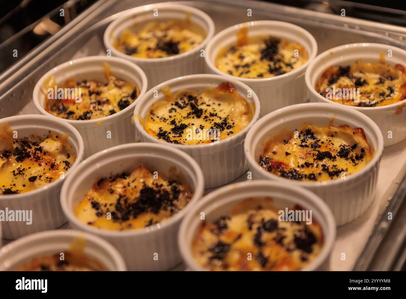 A contemporary hotel dining area featuring a sleek buffet setup Stock ...