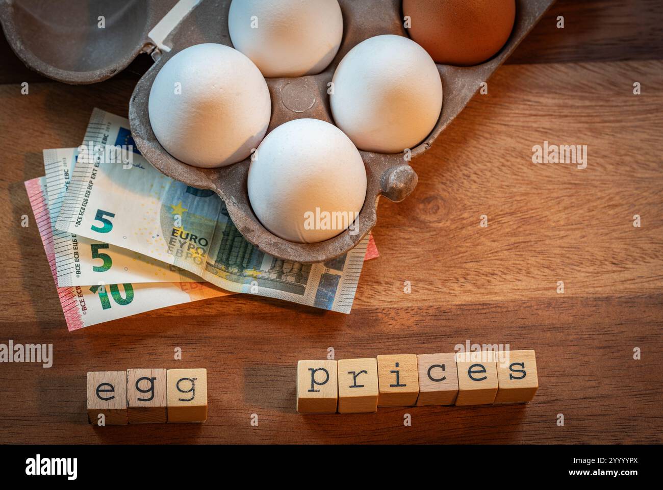 Rising Egg Prices, Fresh Chicken Eggs in Carton with Euro banknotes ...