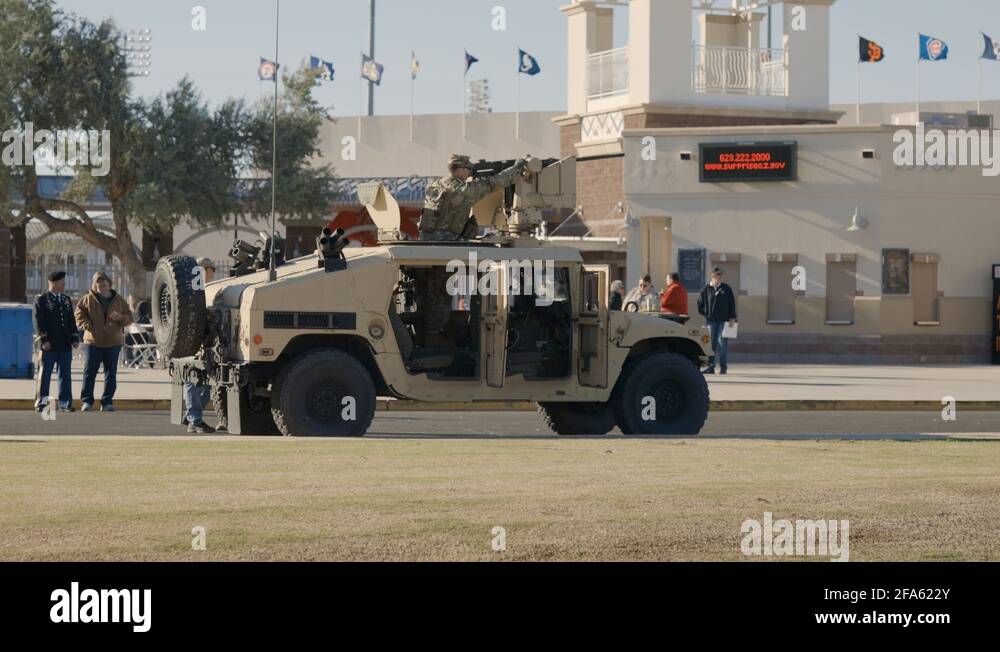 An army gunman mans a Humvee mounted machine gun Stock Video Footage ...