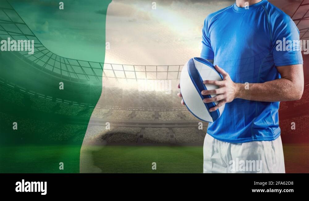 Italian rugby player standing in front full stadium Stock Video Footage ...