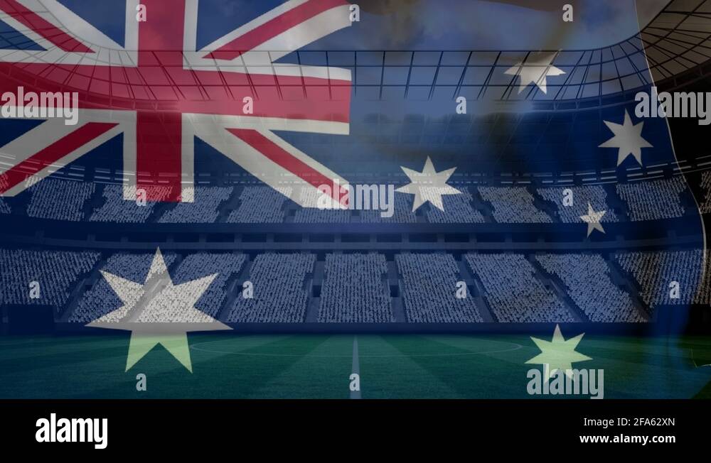 Australian flag and football stadium Stock Video Footage - Alamy
