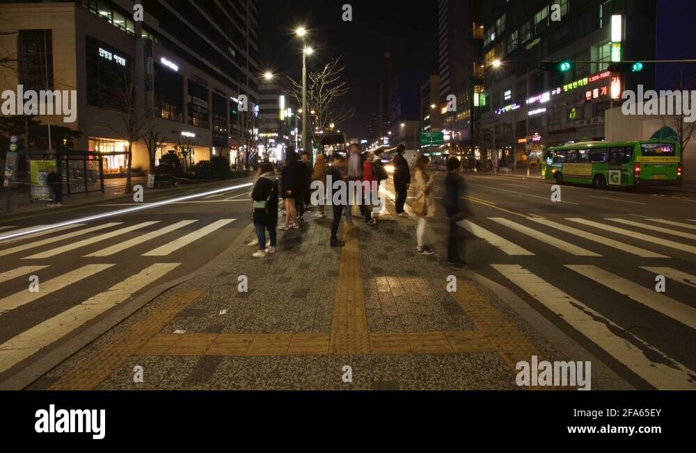 Time Lapse of People Going Home on Crowded Downtown Seoul Street with ...