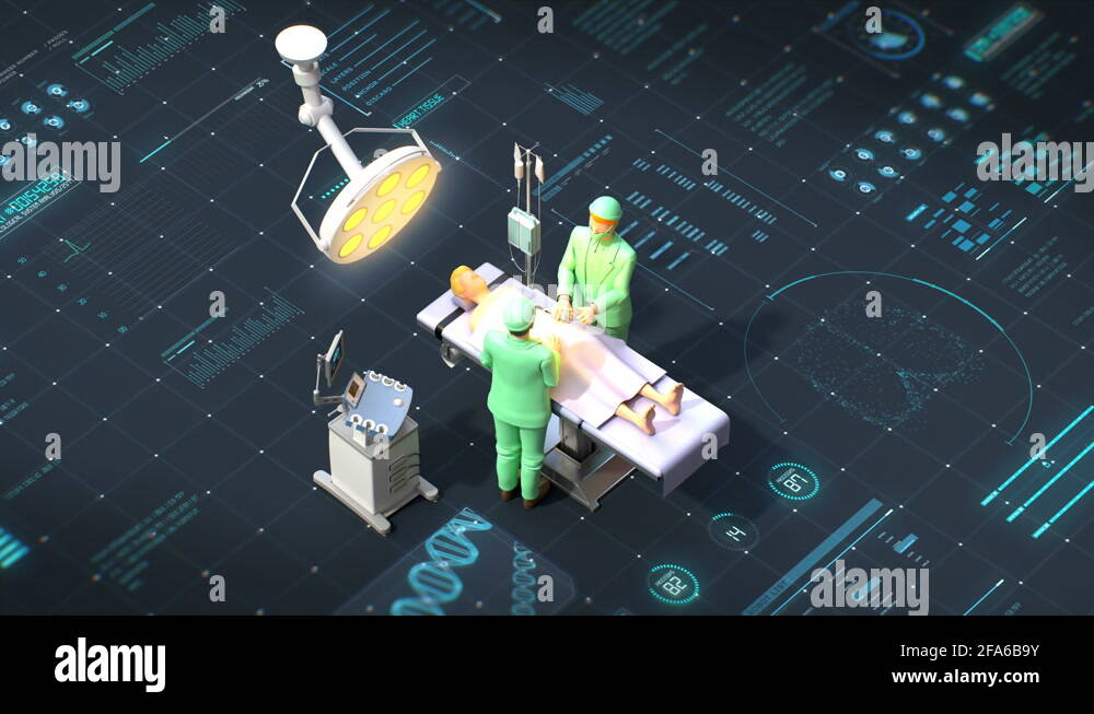 Surgery operating room vector of doctor and patients on UI, 4k ...