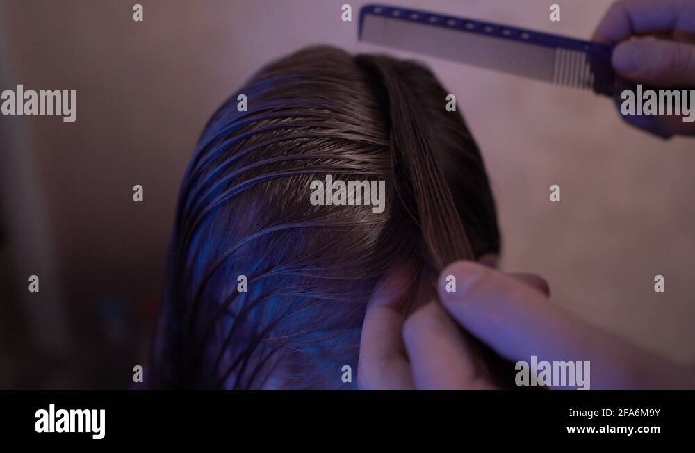 Female model hair cutting and dressing. 4K UHD close-up footage Stock ...