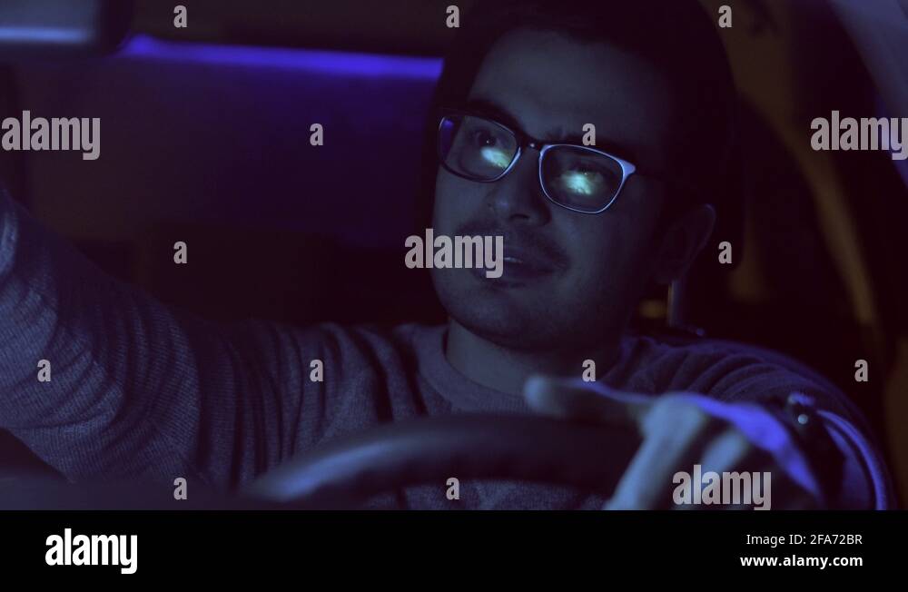 Driver Pulled Over By a Police Car at Night Stock Video Footage - Alamy