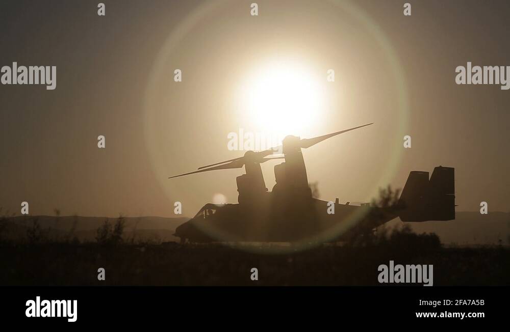 Bell Boeing V-22 Osprey Plane Silhouette in Iraq War Desert Stock Video ...