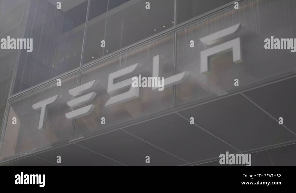 Logo of the Tesla store in Martin place, Sydney Australia Stock Video ...